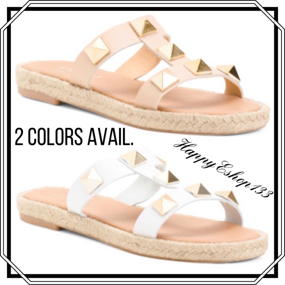 Maypol | Shoes | Maypol Made In Spain Leather Studded Jute Trim Sandals ...